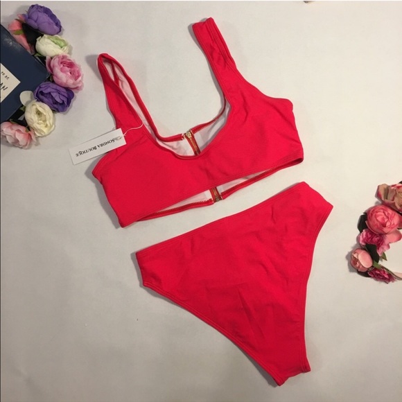 Sondra Boutique | Swim | Sexy Red Swimwear Top And Bikini Front Zipper ...
